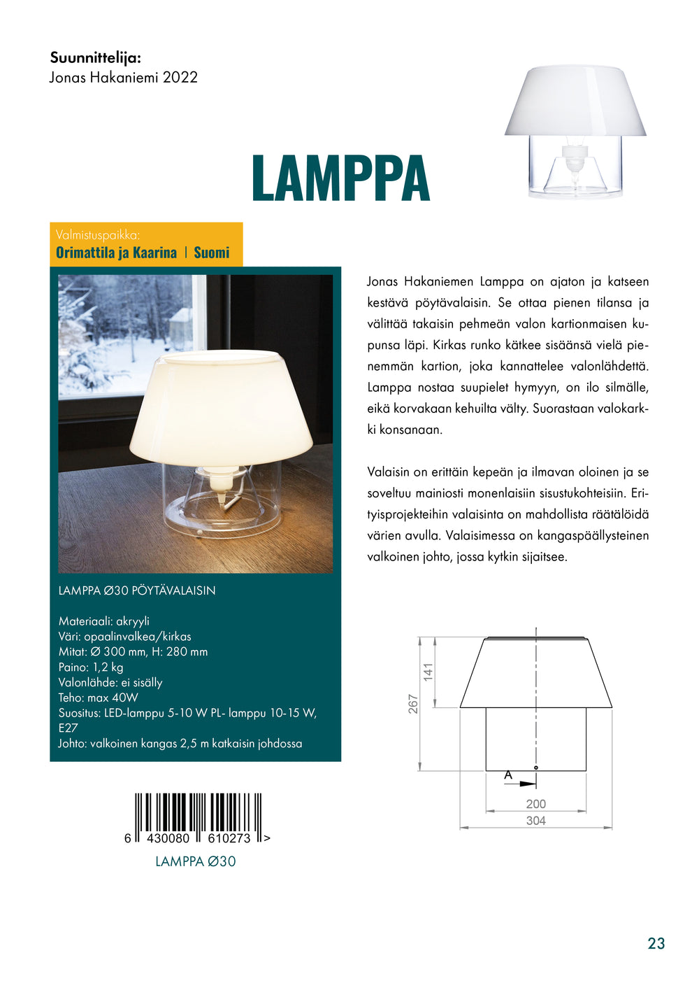 Lamppa -pöytävalaisin - Fosto.fi